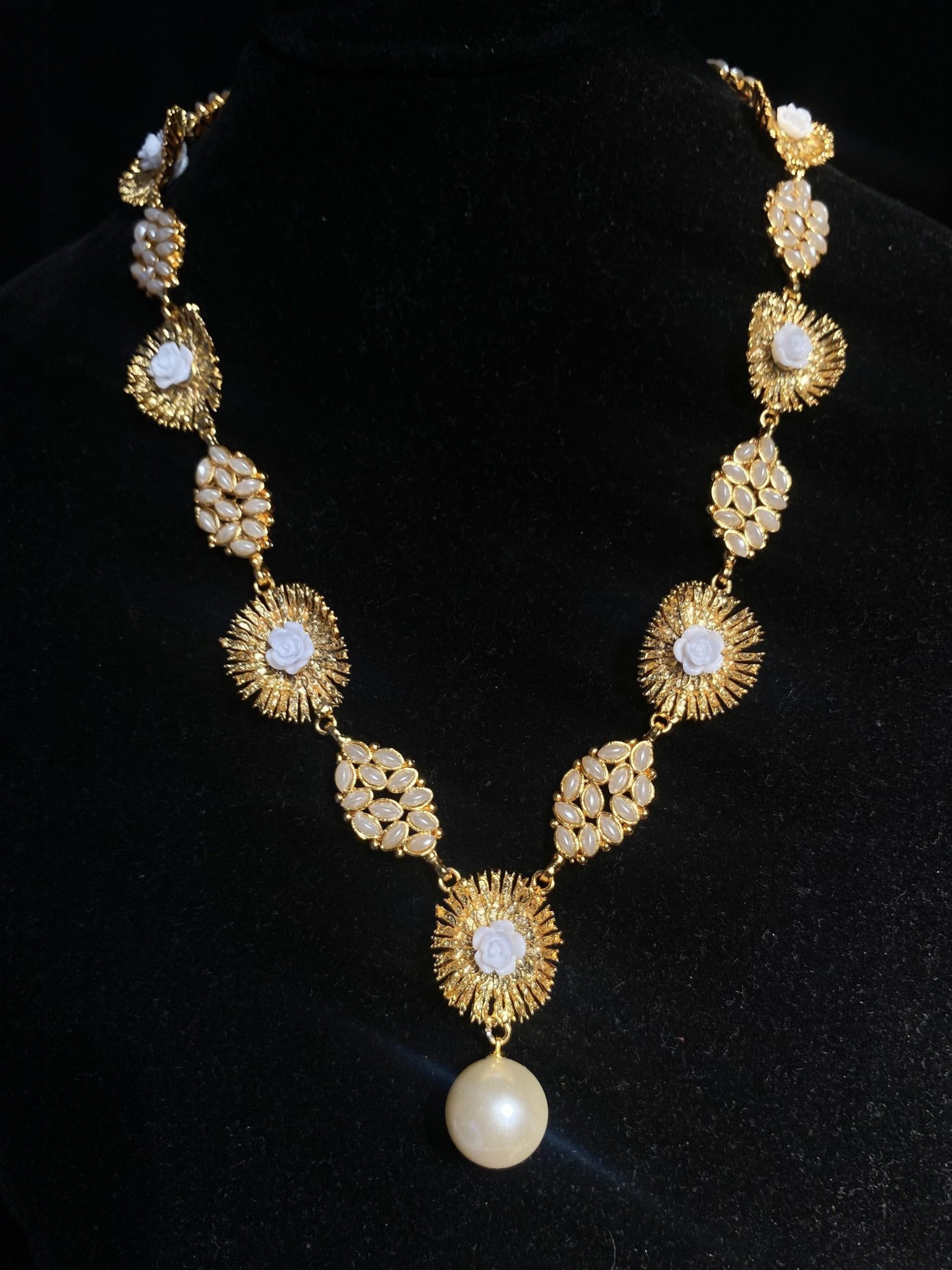 Ivory & Gold Long Mala Necklace - Jewelist