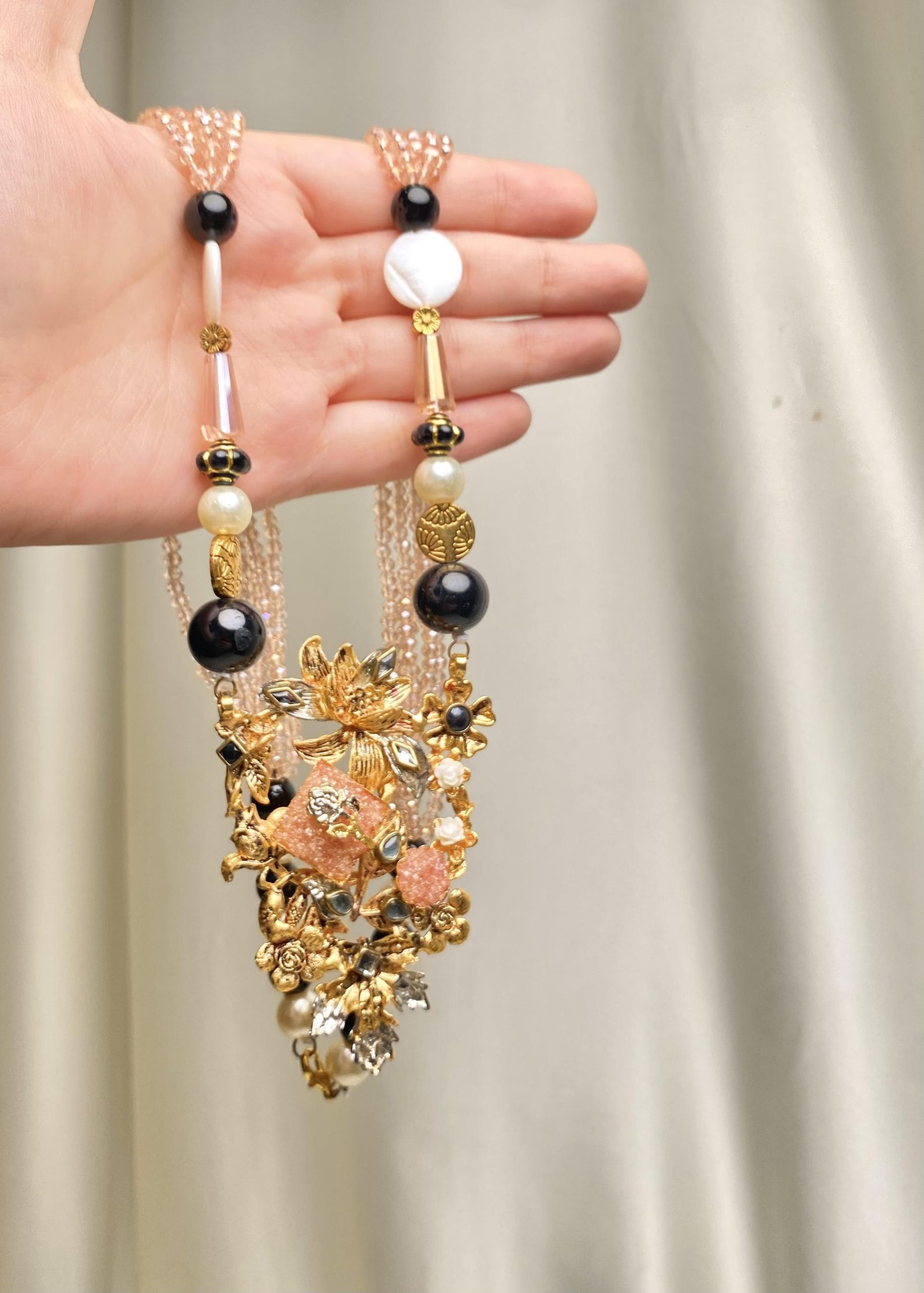 Sunset Splendor: Sugarstone Peach Mala Set - Jewelist