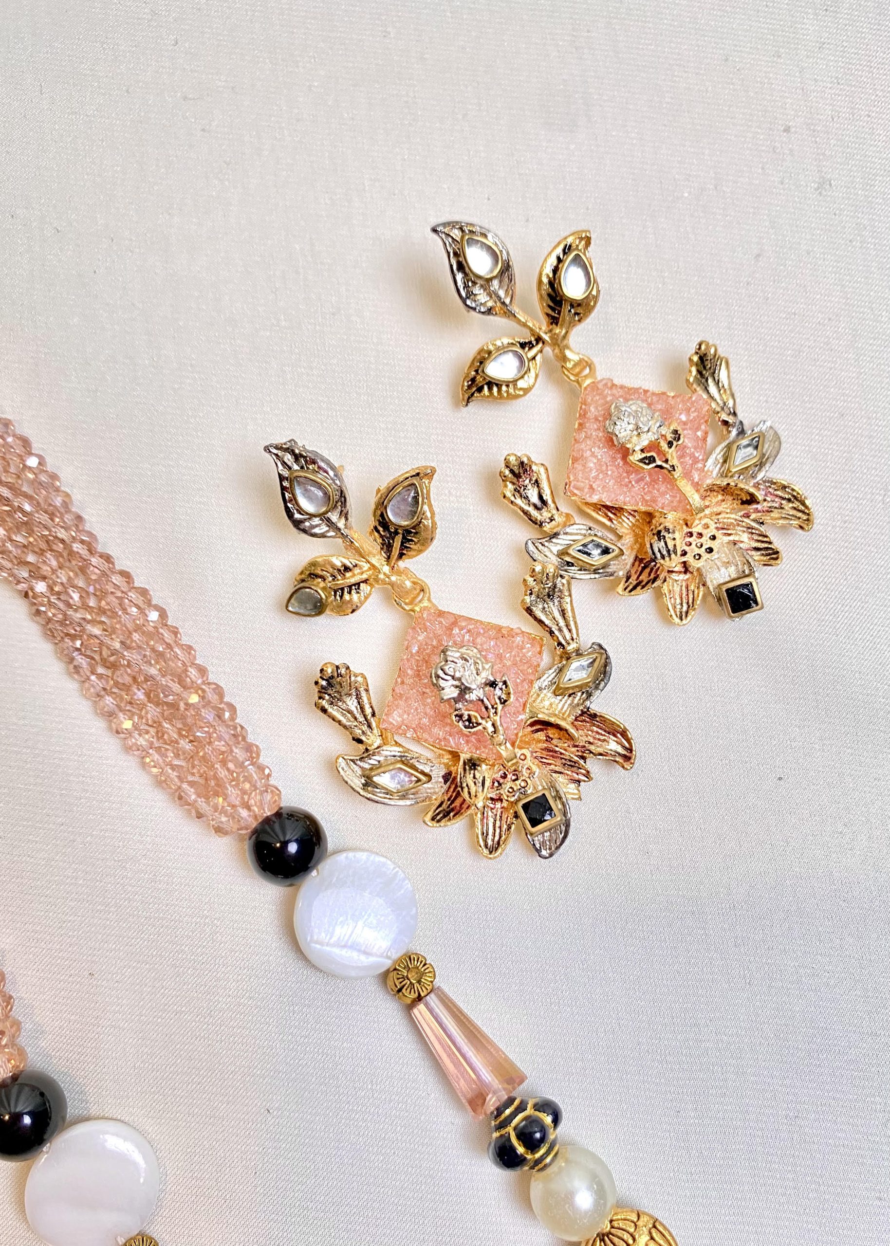 Sunset Splendor: Sugarstone Peach Mala Set – Jewelist