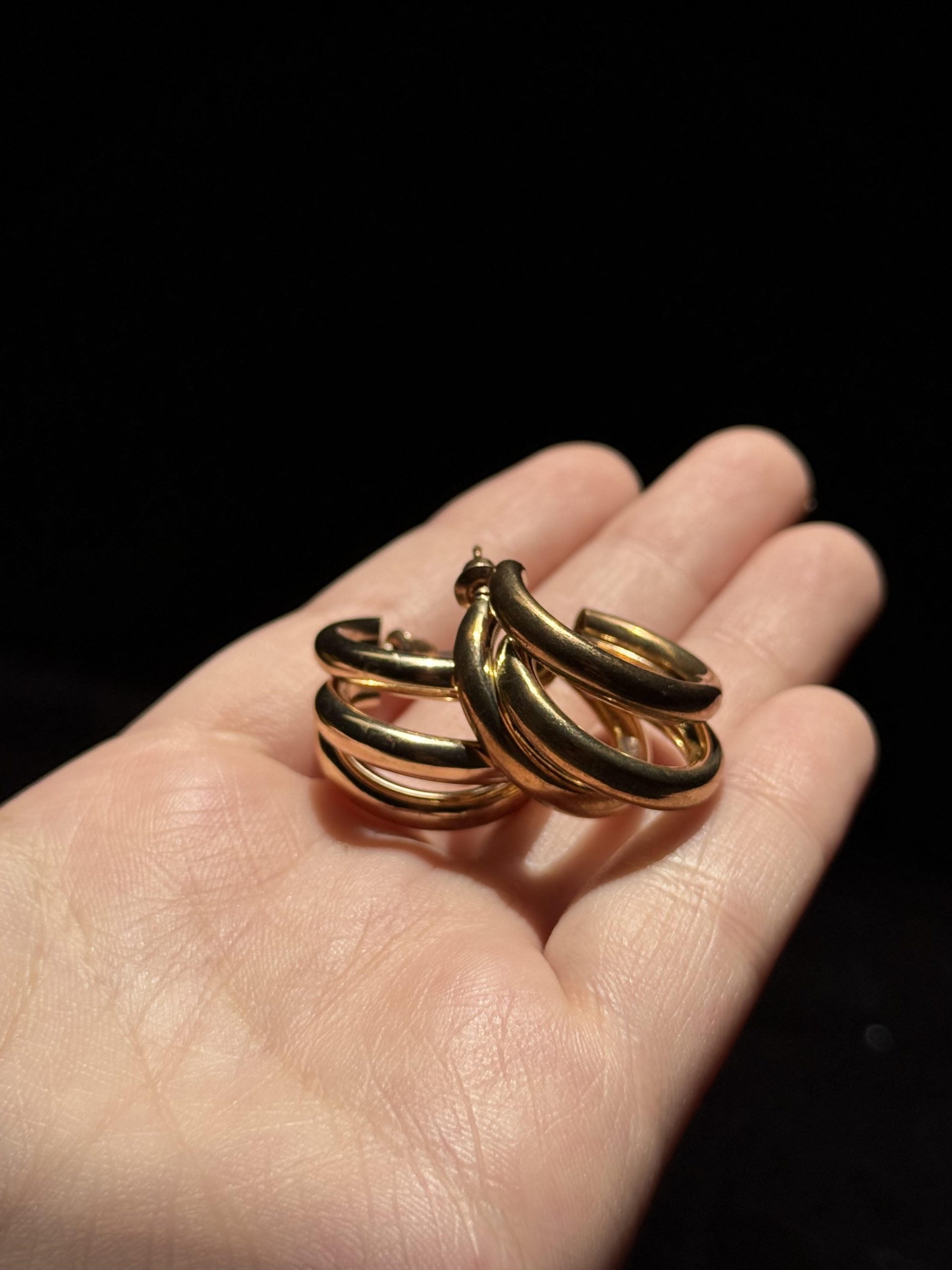 Gold Triple Hoop Stud - Jewelist